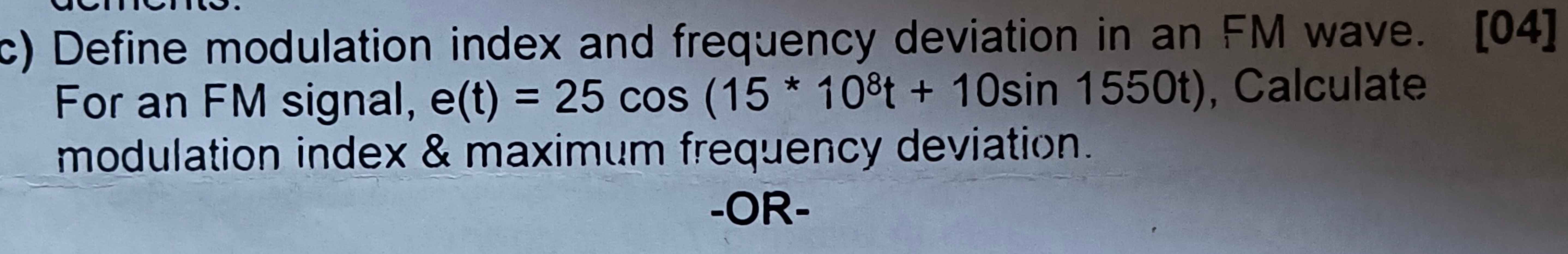 C ﻿define Modulation Index And Frequency Deviation
