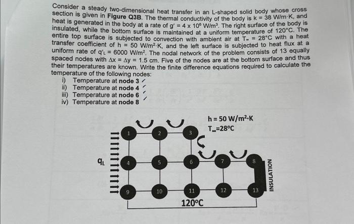 Solved Consider a steady two-dimensional heat transfer in an | Chegg.com