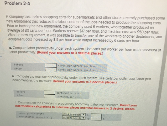 Solved Problem 2-4 A company that makes shopping carts for | Chegg.com