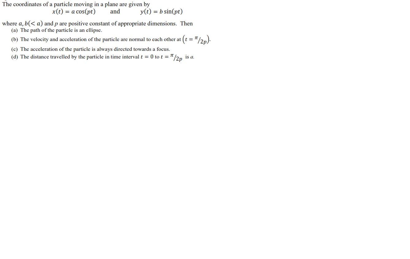 Solved The Coordinates Of A Particle Moving In A Plane Are