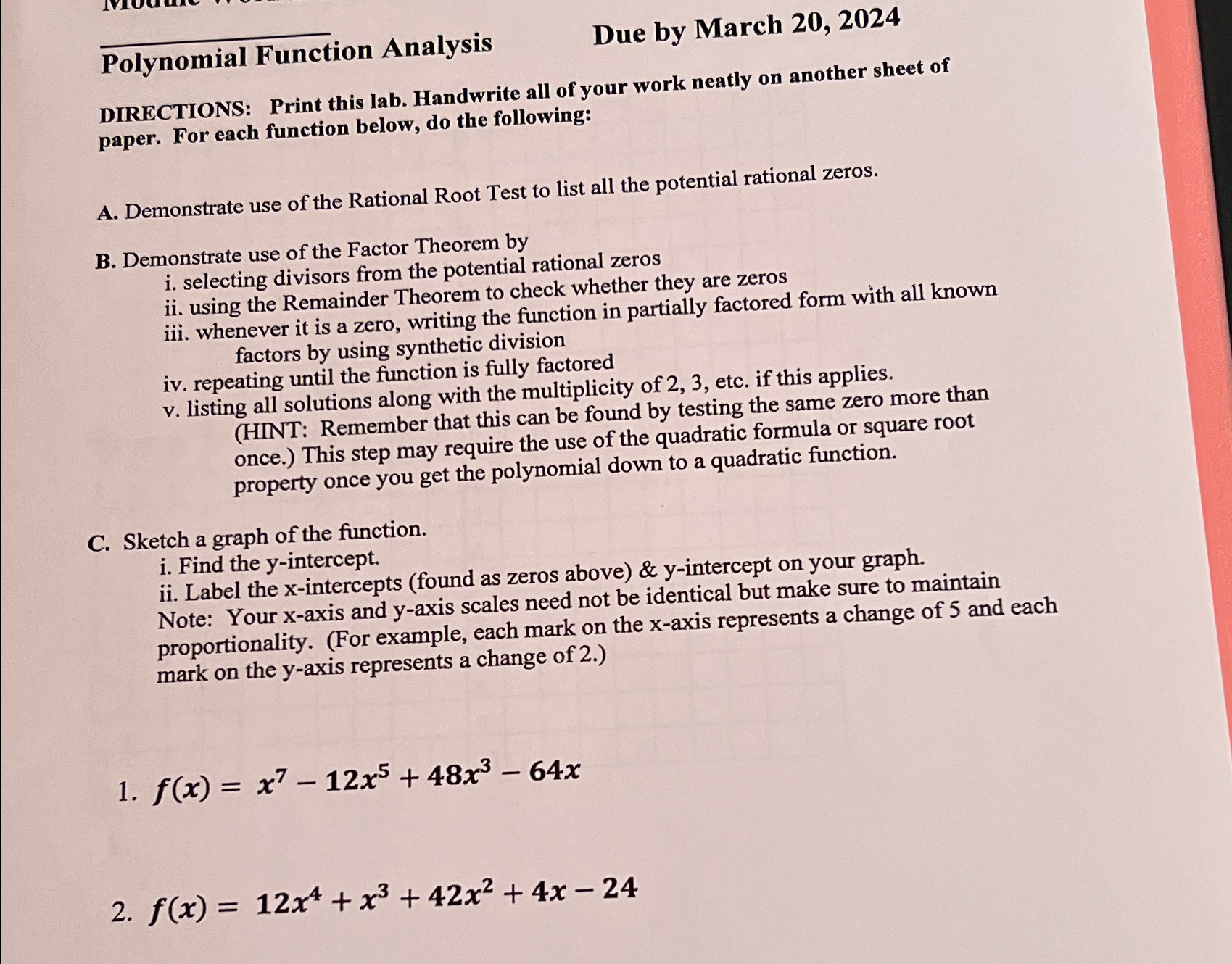 Solved Polynomial Function AnalysisDue by March | Chegg.com