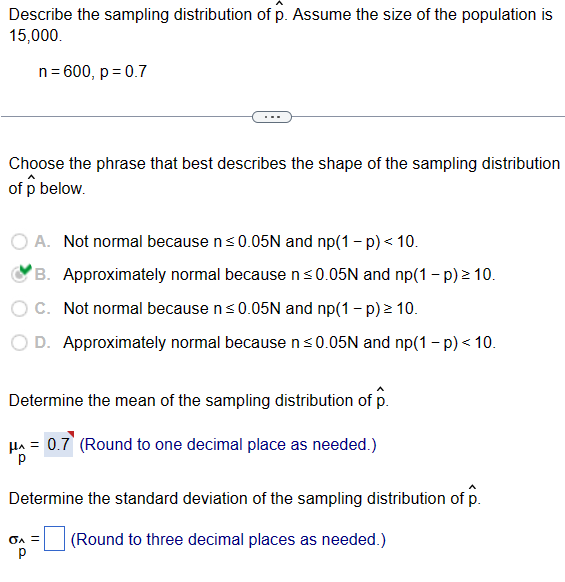 Solved Describe the sampling distribution of hat(p). ﻿Assume | Chegg.com