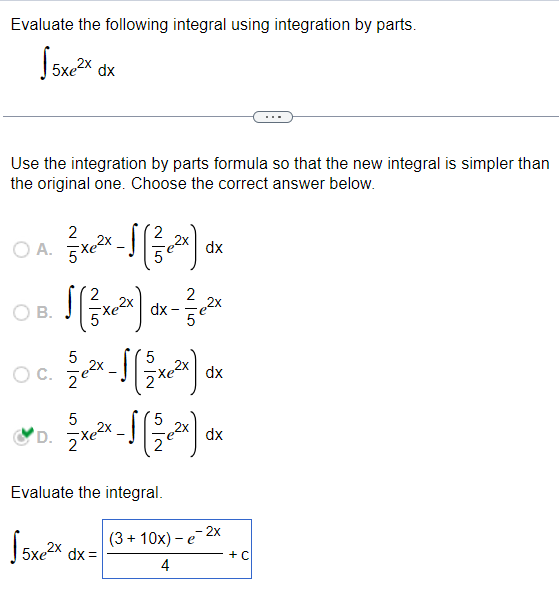 Solved Evaluate the following integral using integration by | Chegg.com