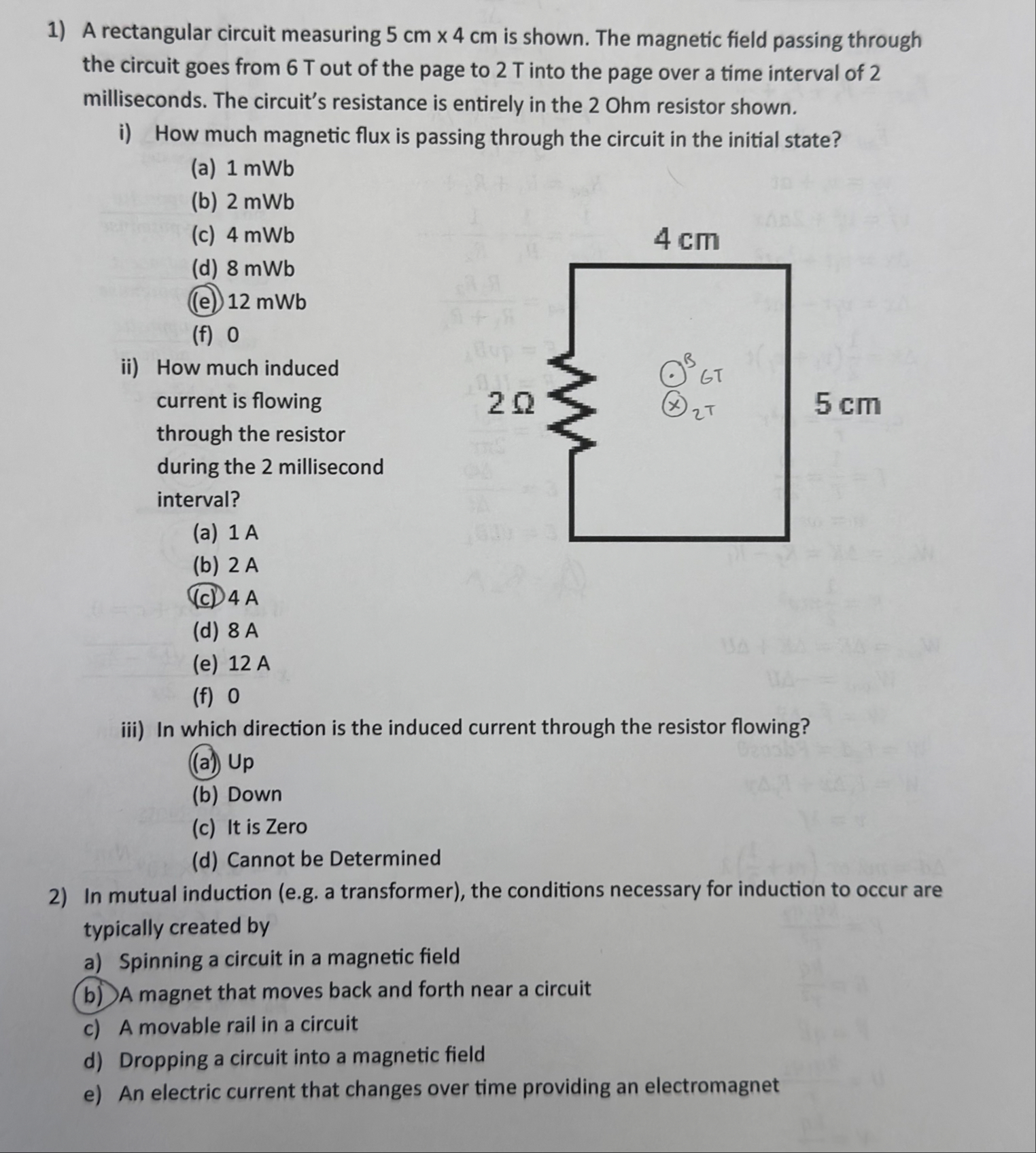 Solved A rectangular circuit measuring 5cm×4cm ﻿is shown. | Chegg.com
