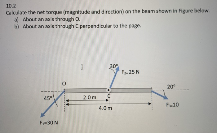 Solved 10.2 Calculate the net torque (magnitude and | Chegg.com