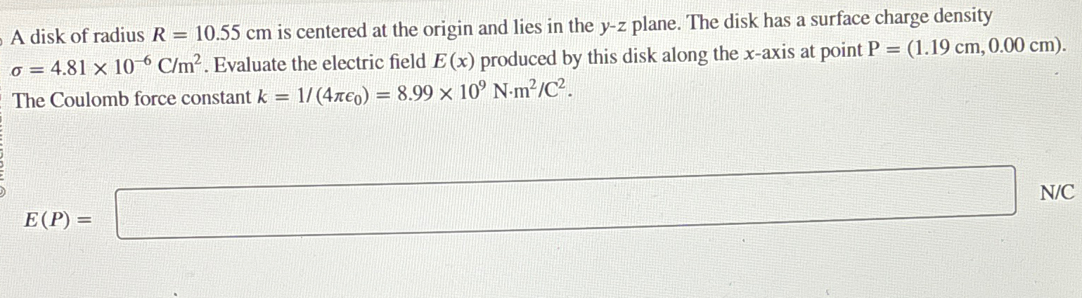 Solved A disk of radius R=10.55cm ﻿is centered at the origin | Chegg.com