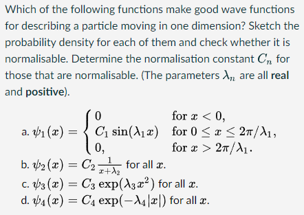 Solved Which of the following functions make good wave | Chegg.com