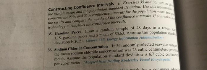 Solved Constructing Confidence intervals In Exercises 35 and | Chegg.com