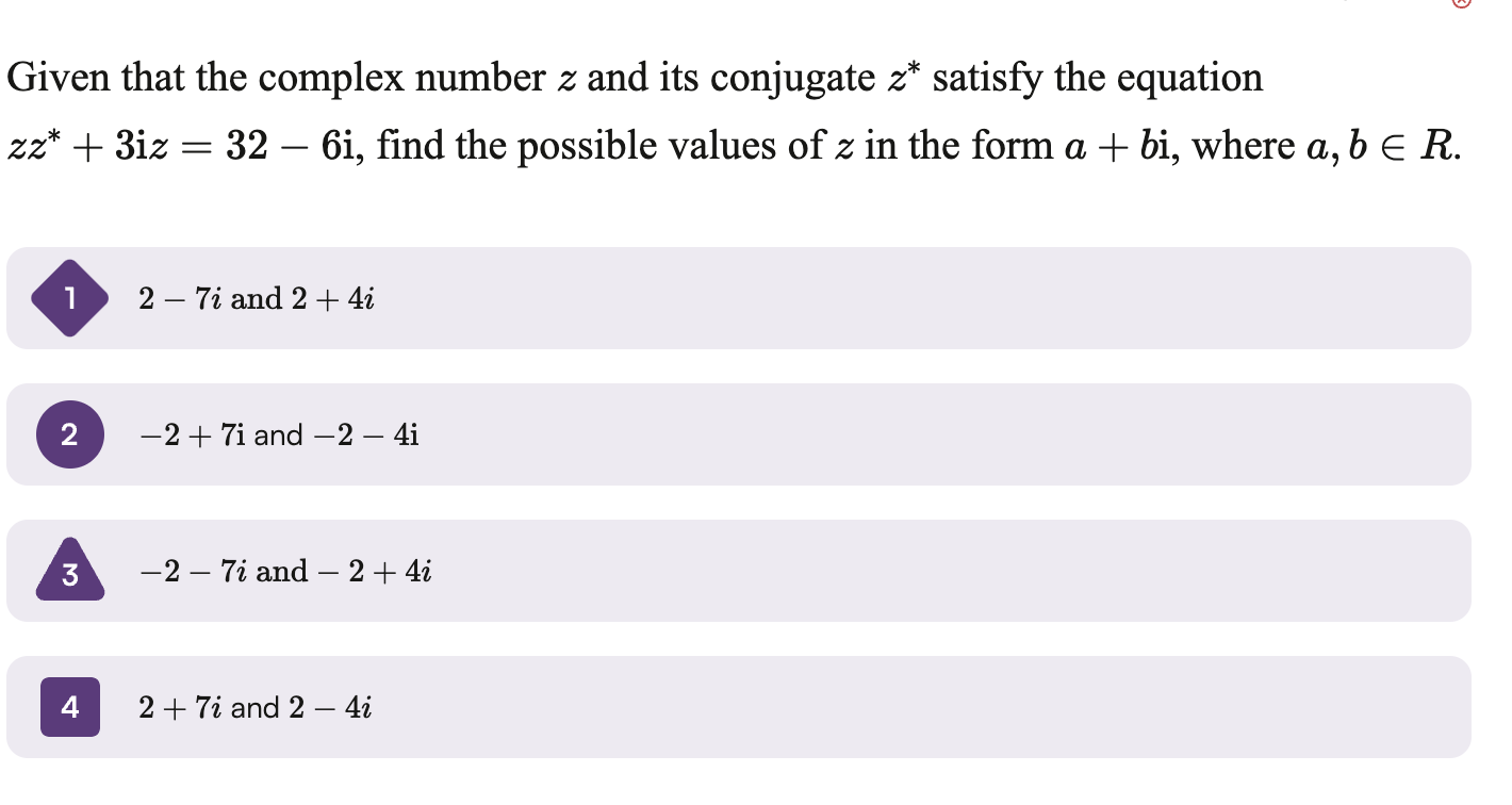Solved Given that the complex number z ﻿and its conjugate | Chegg.com