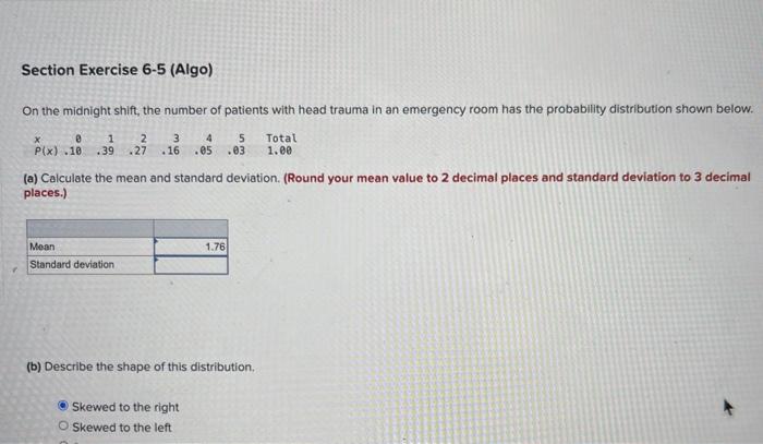 Solved Section Exercise 6-5 (Algo) On the midnight shift, | Chegg.com