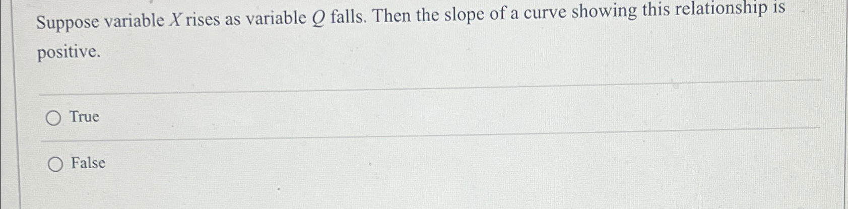 Solved Suppose variable x ﻿rises as variable Q ﻿falls. Then | Chegg.com