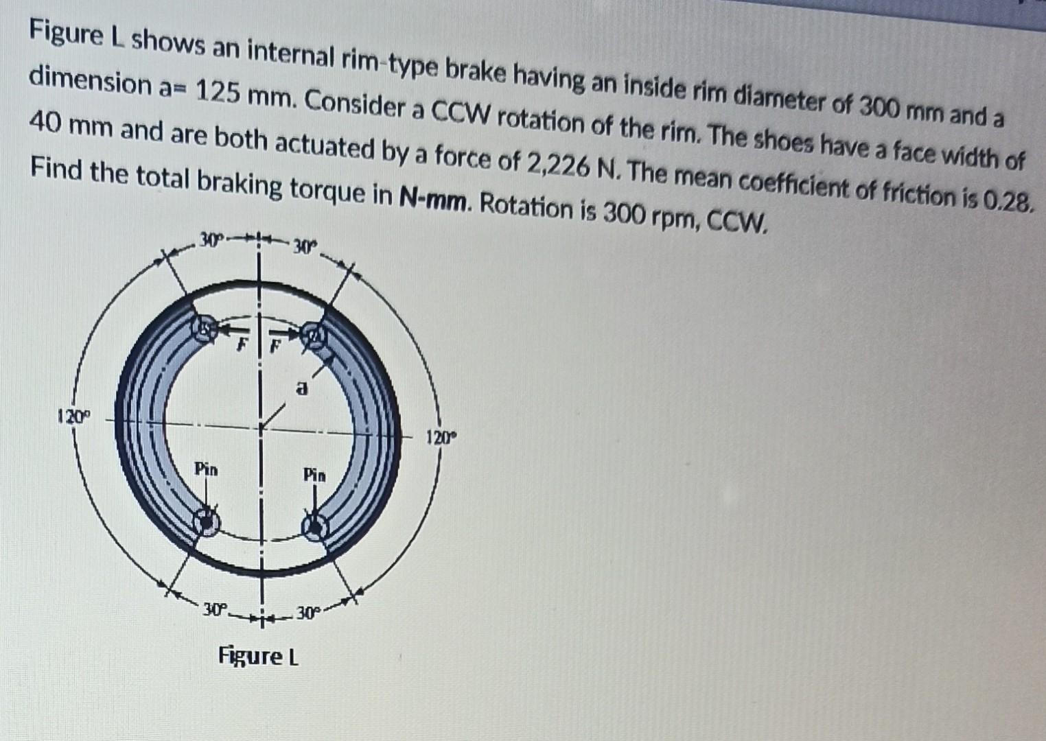 Solved Figure L shows an internal rim-type brake having an | Chegg.com