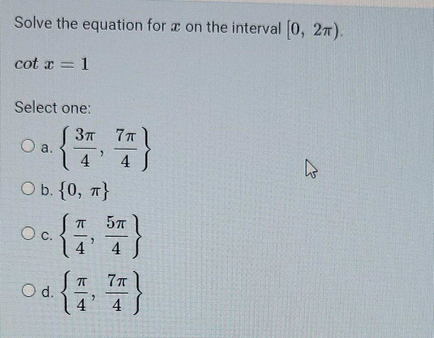 Solved Solve the equation for r on the interval [0, 27). cot | Chegg.com
