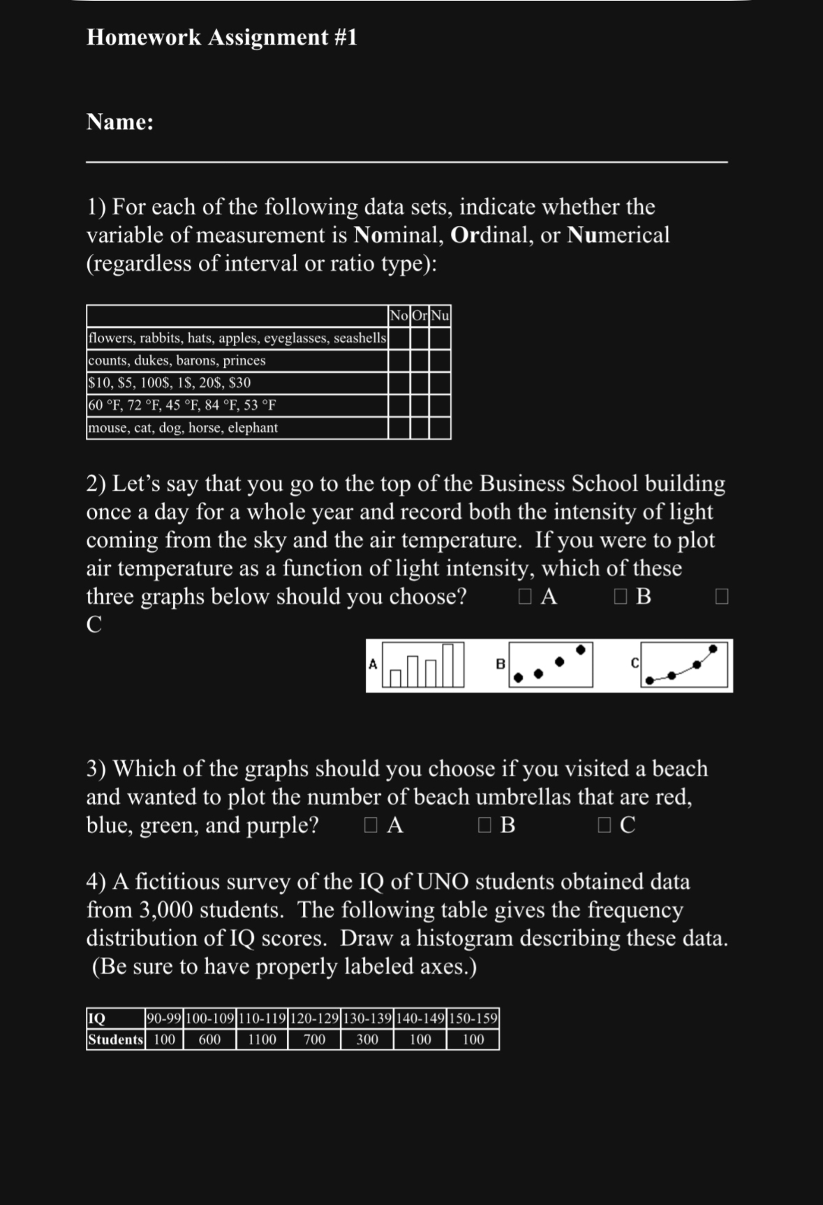 Solved Homework Assignment 1name For Each Of The Following
