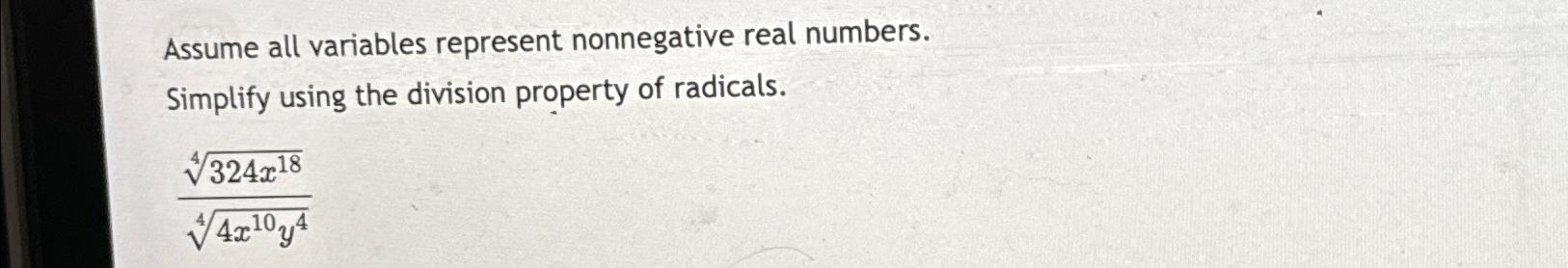 Solved Assume all variables represent nonnegative real | Chegg.com