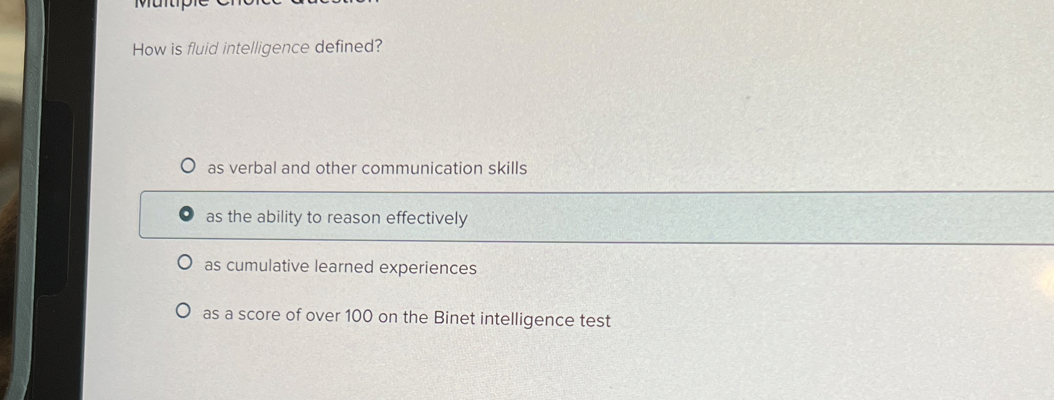 Solved How is fluid intelligence defined?as verbal and other | Chegg.com