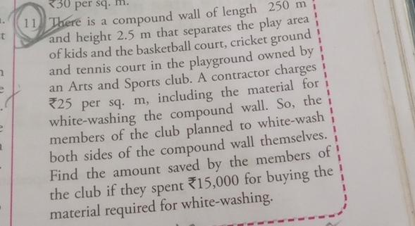 Solved There is a compound wall of length 250m ﻿and height | Chegg.com