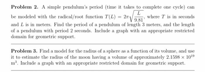 Solved Problem 2. A simple pendulum's period (time it takes | Chegg.com
