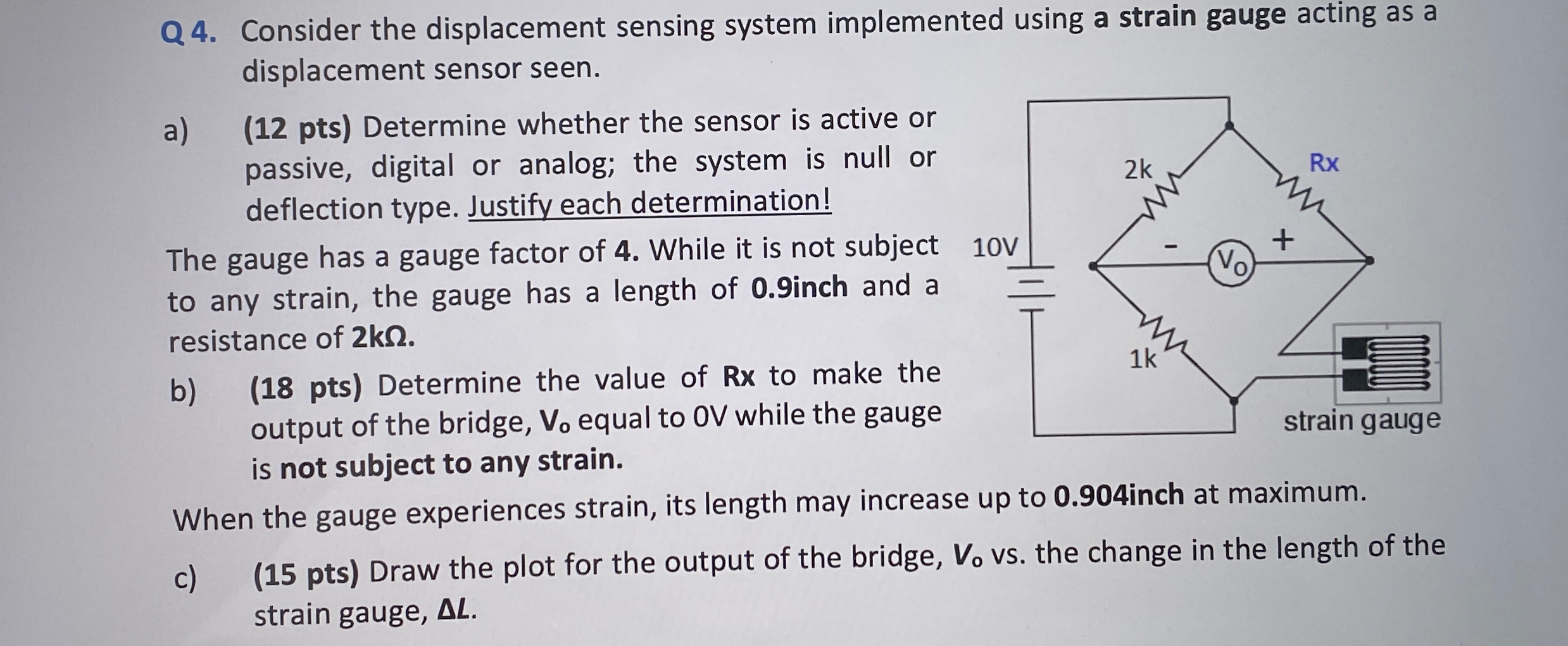Solved Q 4. ﻿Consider the displacement sensing system | Chegg.com