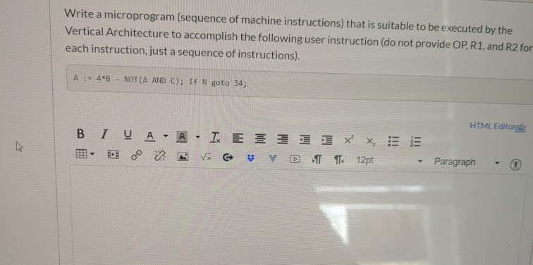 Write a microprogram (sequence of machine | Chegg.com