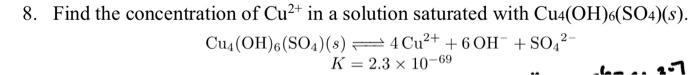 Solved 8. Find the concentration of Cu2+ in a solution | Chegg.com