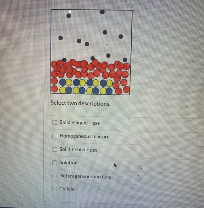 Solved Select two descriptions. Solid + liquid + gas | Chegg.com