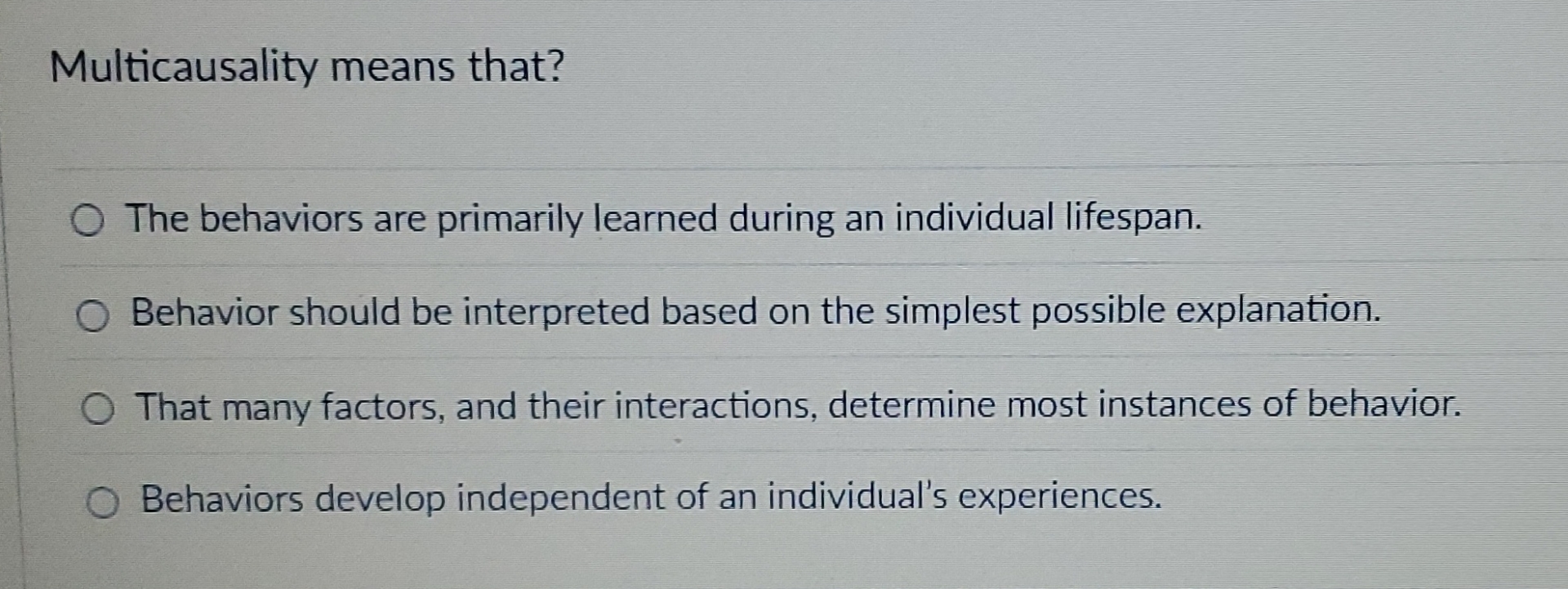 Solved Multicausality means that?The behaviors are primarily | Chegg.com