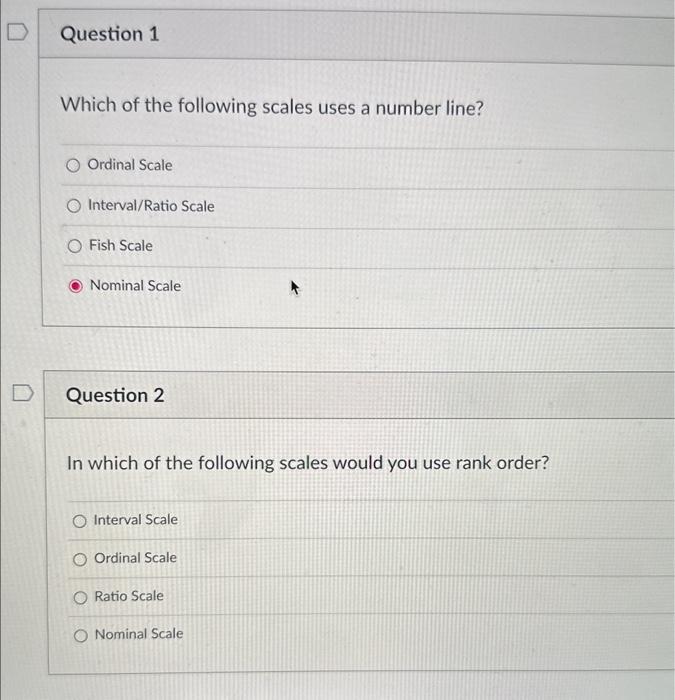 Solved Which of the following scales uses a number line? | Chegg.com