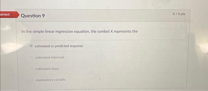 Solved In the simple linear regression equation, the symbol | Chegg.com