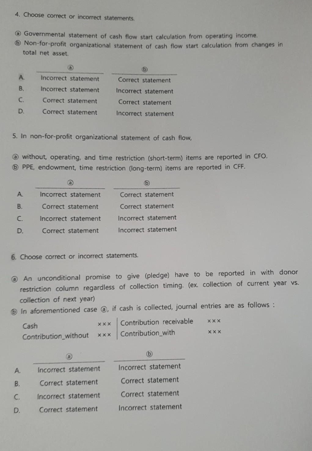 Solved 4. Choose correct or incorrect statements. @ | Chegg.com