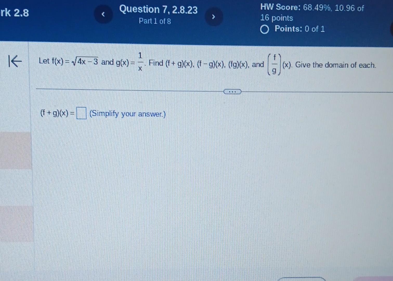 Solved Let f(x)=4x−3 and g(x)=x1. Find | Chegg.com