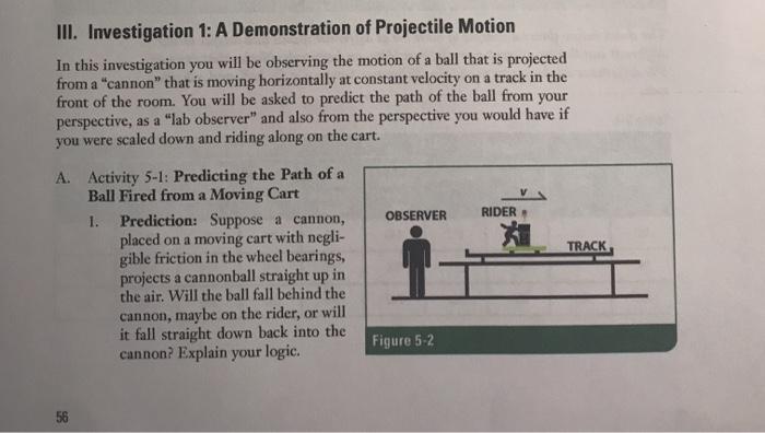 Solved III. Investigation 1: A Demonstration of Projectile | Chegg.com