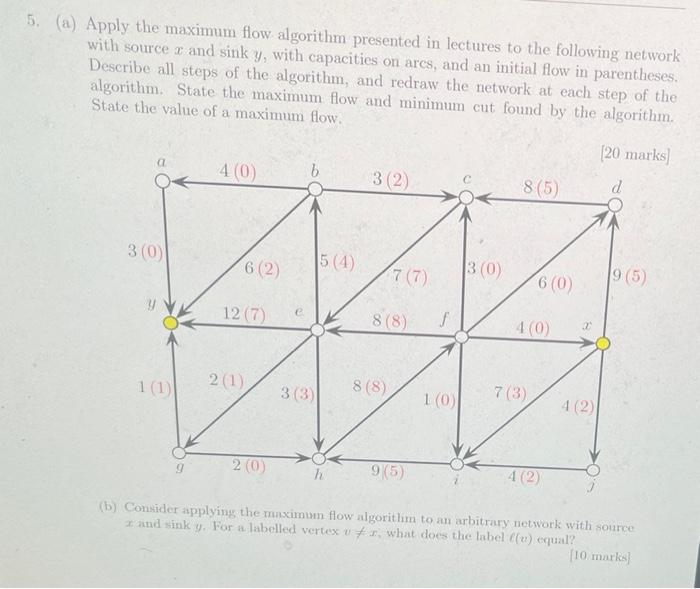 5. (a) Apply the maximum flow algorithm presented in | Chegg.com
