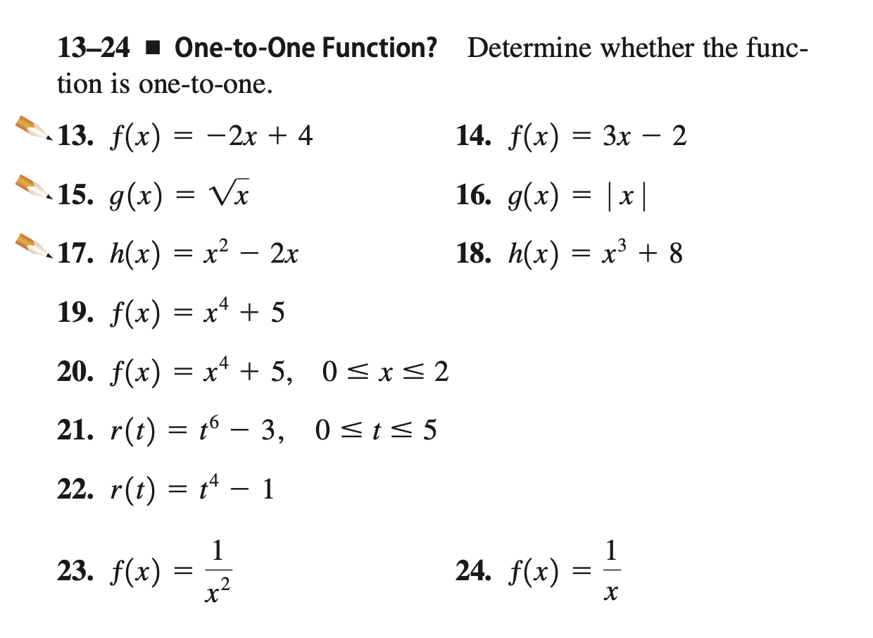 Solved 13-24 ne-to-One Function? Determine whether the | Chegg.com