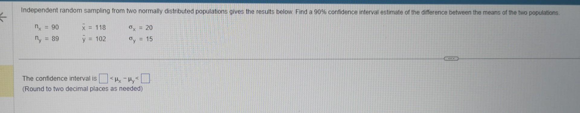 Solved Independent random sampling from two normally | Chegg.com