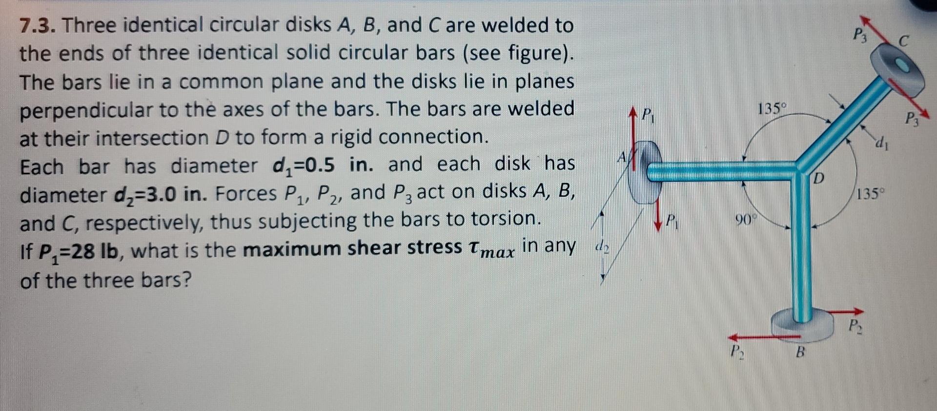 Solved P3 135° Р. di 7.3. Three identical circular disks A, | Chegg.com