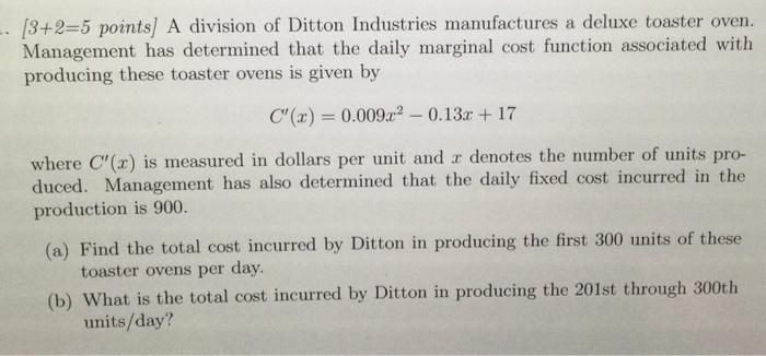 Solved [3+2=5 points] A division of Ditton Industries | Chegg.com