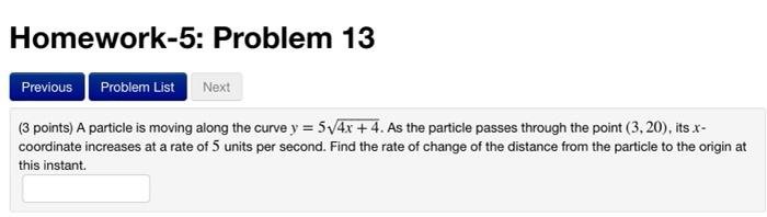 Solved (3 points) A particle is moving along the curve | Chegg.com