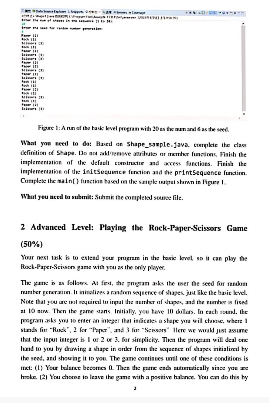 Solved Assignment 1: A Rock-Paper-Scissors Game Deadline: | Chegg.com