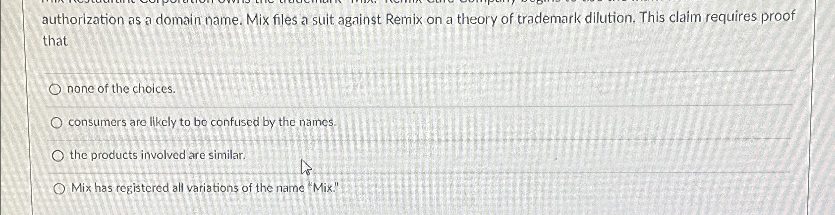 Solved authorization as a domain name. Mix files a suit | Chegg.com