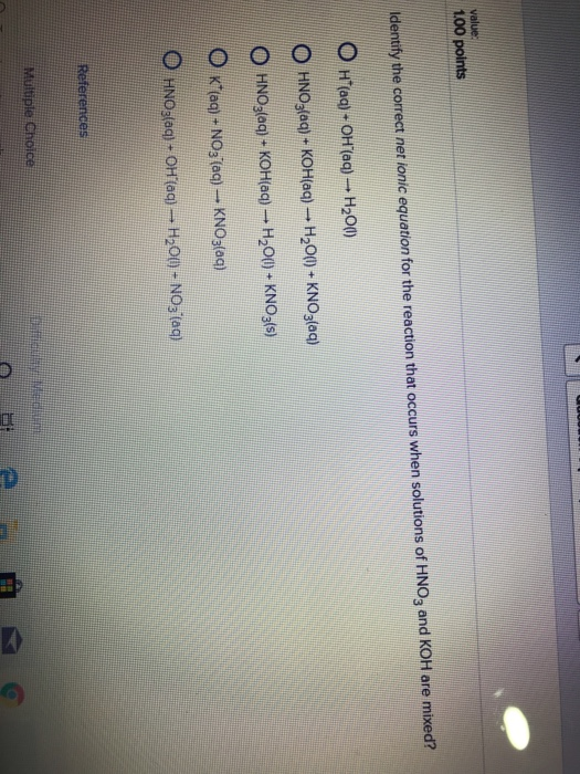 Solved value 1.00 points Identify the correct net ionic | Chegg.com
