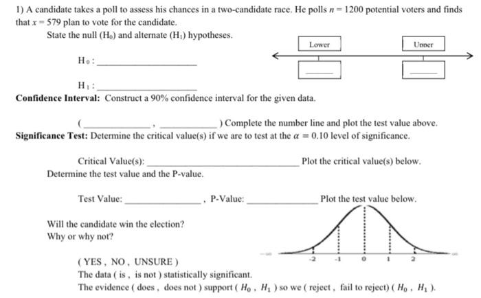 Solved 1) A candidate takes a poll to assess his chances in | Chegg.com