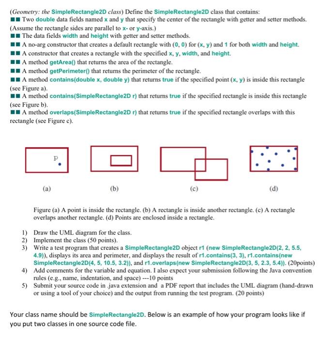 Solved Define The Simplerectangle2d Class That Contains 