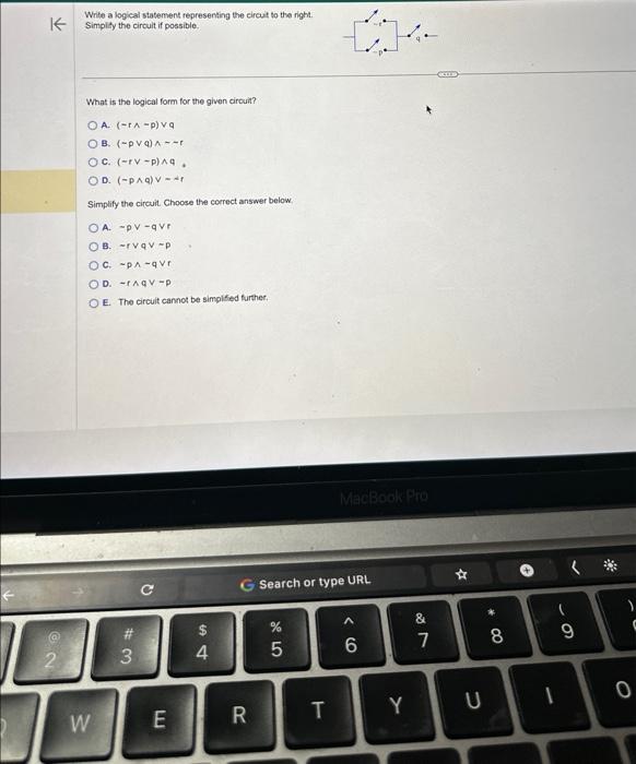 Solved Write a logical statement representing the circit to | Chegg.com