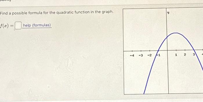 Solved Find a possible formula for the quadratic function in | Chegg.com