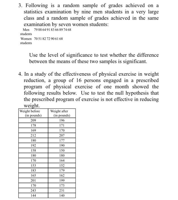 Solved 3. Following is a random sample of grades achieved on | Chegg.com