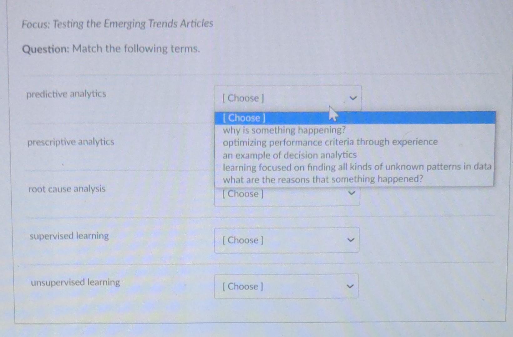 Solved Focus: Testing the Emerging Trends Articles Question: | Chegg.com