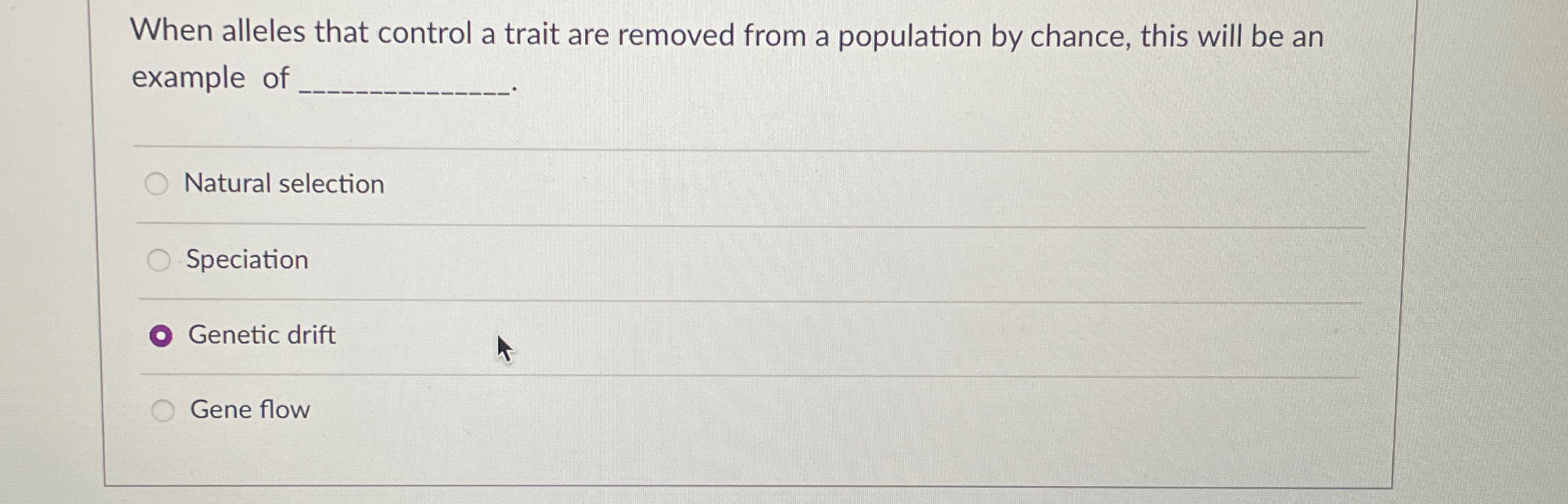 Solved When alleles that control a trait are removed from a | Chegg.com