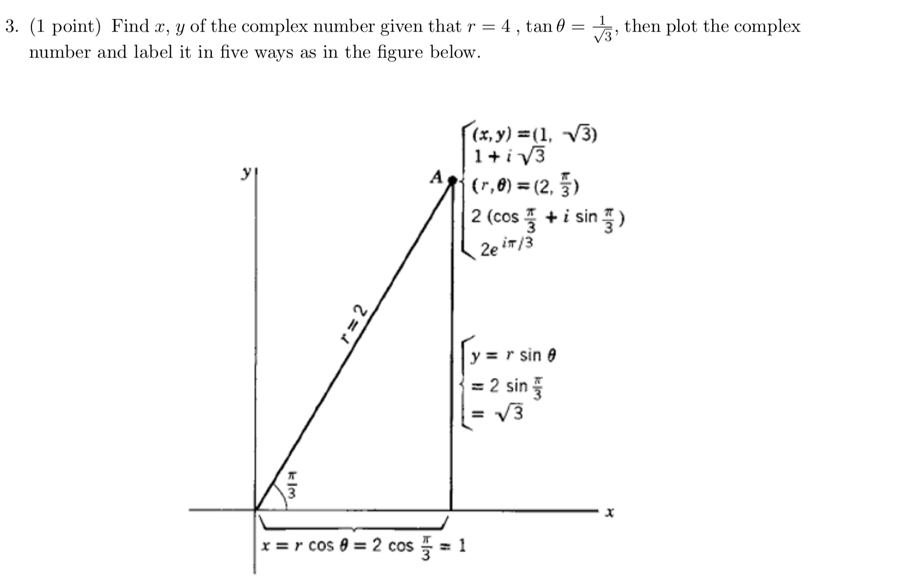Solved ( 1 ﻿point) ﻿Find x,y ﻿of the complex number given | Chegg.com