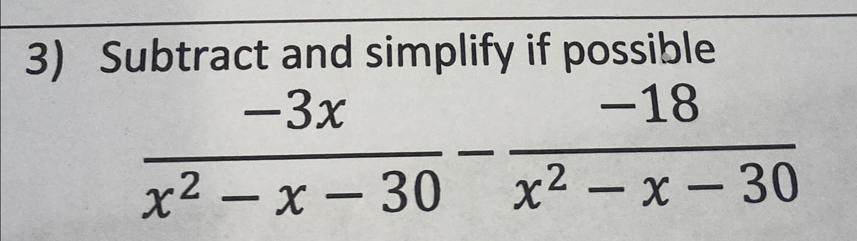 Subtract and simplify if | Chegg.com